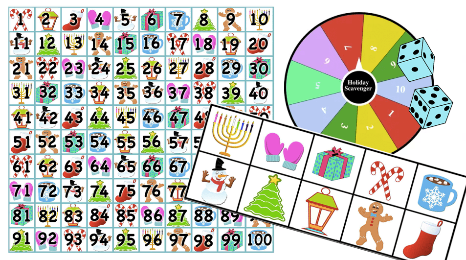 Holiday Scavenger Hunt Games – Addition/Subtraction/Place Value 1-100 ...