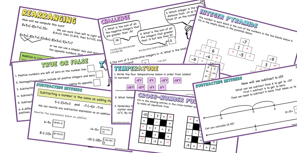 Adding Subtracting Multiplying And Dividing Integers Puzzle Worksheet