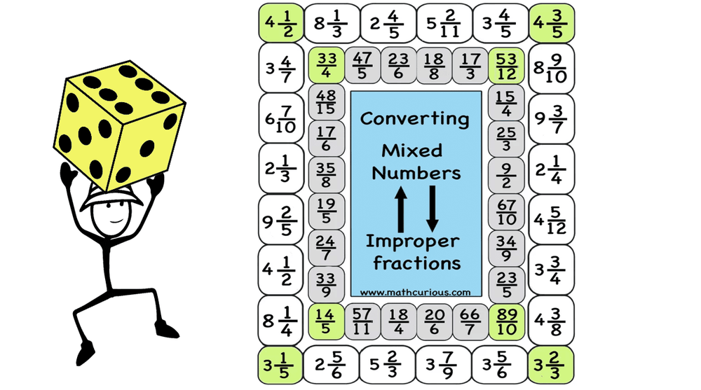 Converting Improper fractions to Mixed Numbers – Games | Math Curious