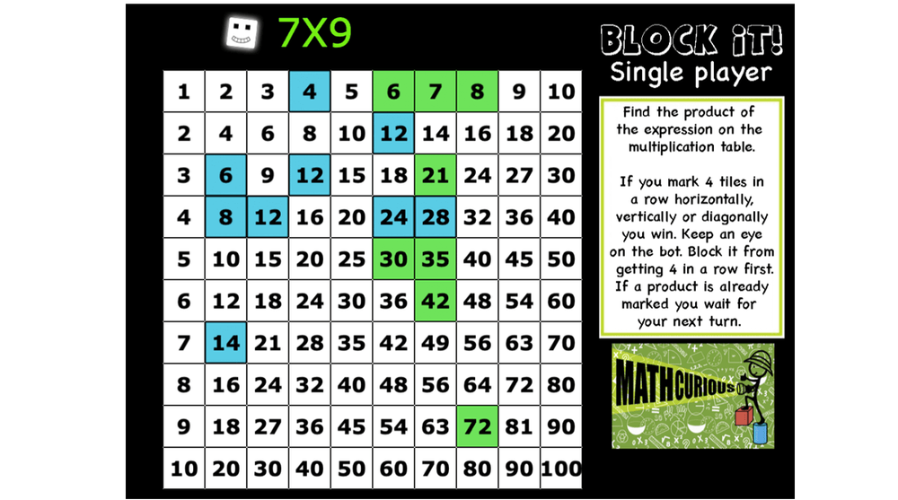 Block it! Single-player game-Multiplication/Division facts | Math Curious