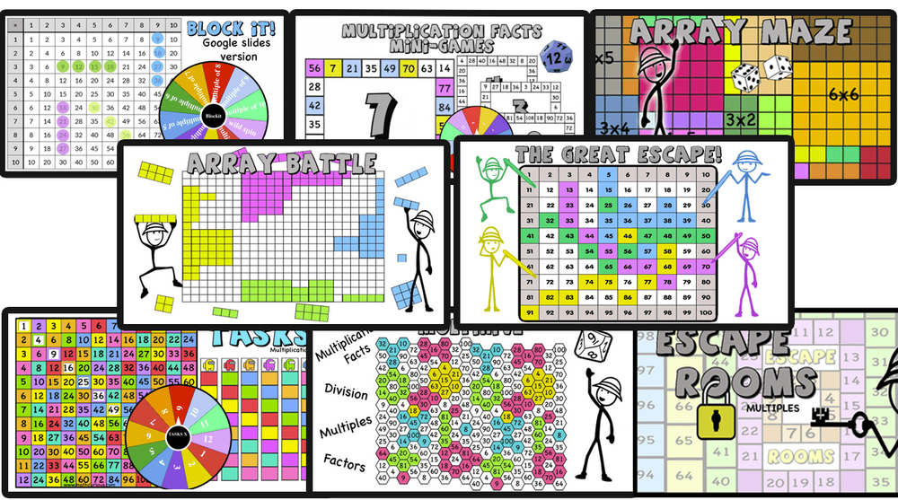 Multiplication and division games, print and digital | Math Curious